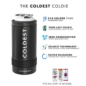 THE COLDEST Skinny Can Cooler - Vacuum Insulated Stainless Steel Slim Can Koozie - Sleeve for All 12oz Cans - Slim Can Holder for Beer, Soda, Hard Seltzer, Energy Drinks & more (Astro Purple)