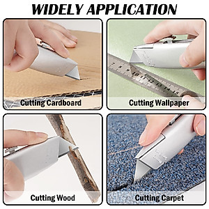 DIYSELF 1 Pack Box Cutter Retractable with 10 Blades and 50 Pack Utility Knife Blades