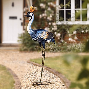 Natelf Garden Crane Statues, Standing Heron Sculptures for Outdoor, Metal Bird Yard Art for Patio Porch Backyard Lawn Decorations