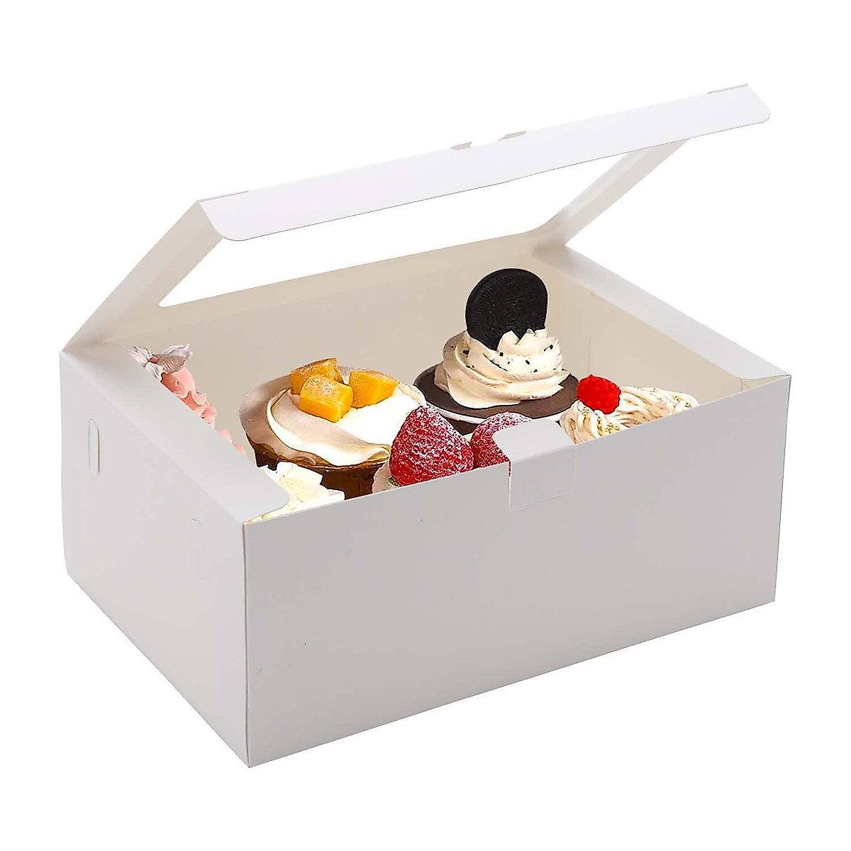 10-Set Cupcake Boxes with Inserts and Window Hold 6 Cupcakes,Cupcake Containers Bakery Cake Box,Pastry Carrier For Donut Cookie Treat Muffin Chocolate Bombs,9.4x6.3x3.9 In