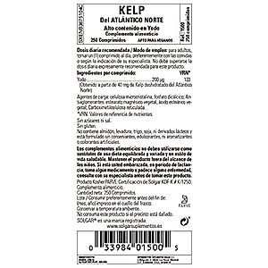 Solgar North Atlantic Kelp, 250 Tablets - Natural Source of Iodine - Supports Healthy Thyroid Function - Gluten Free, Dairy Free, Kosher - 250 Servings