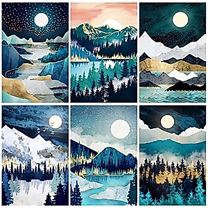 HUBENDMC 6 Pack Diamond Painting Kits for Adults,Diamond Art Kits with Tools & Accessories,5D Diamond Dots Gem Art Craft Kits-12 x 16 inch (Mountain)
