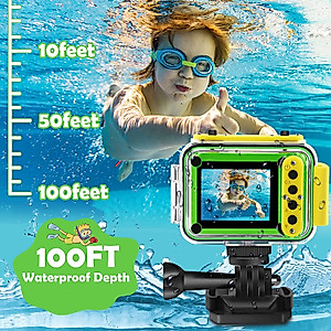 AILEHO Kids Camera - Underwater Camera for Kids Girls Boys, Waterproof Digital Camera, Toddler Toys Kids Selfie Video Camera Recorder for Birthday for Girls Boys Age 3-12 (Green)
