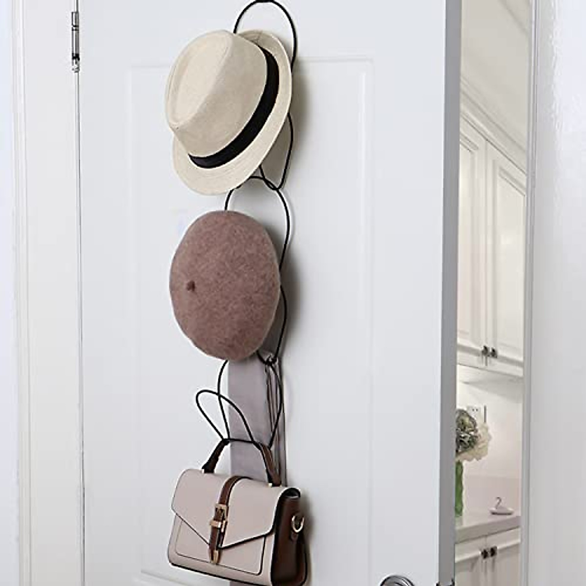 LMIP 15 Pack Hat Holder, Hanging Hat Holder Baseball Hat Holder Wig Organizer, Multifunctional Door/Wall Hat Organizer for Scarves, Handbags, Towels, Clothes, Tie Doors, Wall Hooks, Black (Black)