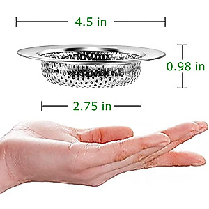 Stainless Steel Sink Strainer Set- 5 Pieces, Fits Most Kitchen Sinks, Bathroom Sinks,Shower Drains