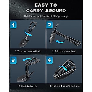 DARTMOOR Mini Folding Shovel High Carbon Steel, Portable Lightweight Outdoor Tactical Survival Foldable Mini Shovel, Entrenching Tool, Camping, Hiking, Digging, Backpacking, Car Emergency