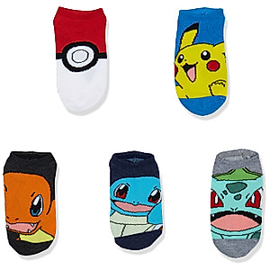 Pokemon Boys 5 Pack No Show Socks