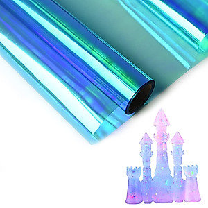 Rainbow Glossy Clear Film for Resin Fillers, Iridescent Cellophane Wrapping Paper Wrap Roll Colorful for Resin Decorative Jewelry Making, Home Dec, Crafts Decoration Supplies