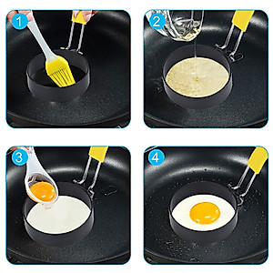 CHENGNA Egg Rings for Frying Eggs, 4 Pcs Round Egg Cooker Ring, Egg Sandwich Mold, Egg Circles For Cooking, Egg Rings, Egg Round Mold (4in×2/3in×2)