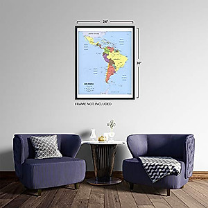 HISTORIX 2006 Latin America Map Poster - 24x30 Inch Central and South America Map - Latin American Poster - South America Map Poster - South America Wall Map