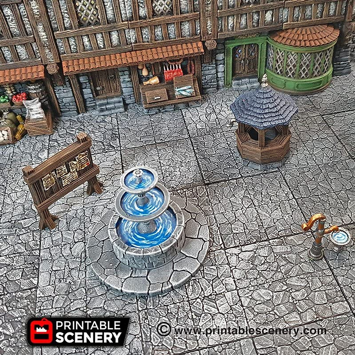 3DEGOS Town Square City Furniture DND Terrain 28mm for Dungeons and Dragons, D&D, Pathfinder, Warhammer 40k, RPG, Miniatures, Age of Sigmar, Tabletop, D and D, Dungeons and Dragons Gifts