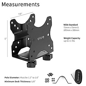 VIVO Adjustable Thin Client Mini PC Mount Bracket, CPU VESA Under Desk and Monitor Arm Computer Holder, Black, MOUNT-PC05C