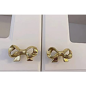 UniDes Pack of 2 Gold Brass Knobs for Dresser,Drawers and Cabinet, Decorative Bow Knobs and Pulls for Kids,Children,Girls Bedroom,2 PC