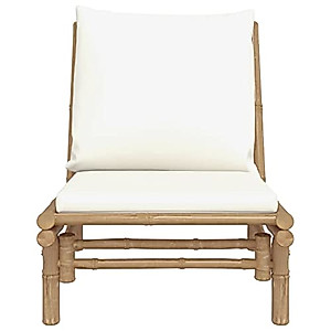 YAFF Patio Chairs 2 pcs with Cream White Cushions Bamboo-3455