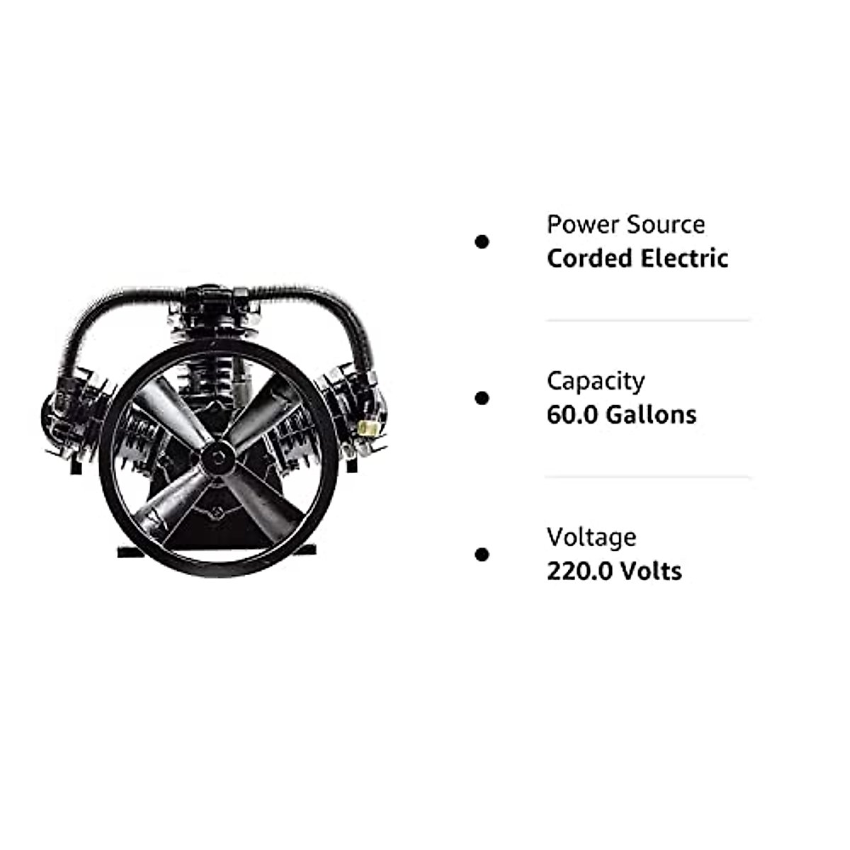 Compressor Source 4 to 5 HP Air Compressor Pump Replacement Single Stage 3 Cylinder 10-12 CFM Max Cast Iron CS3065A