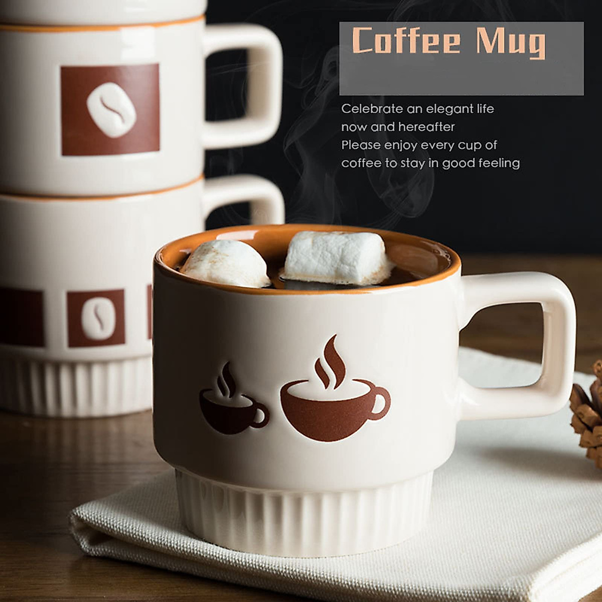 CEIERPH Ceramic Coffee Mug Tea Cup, 11 Oz, Modern Mug Coffee Cups for Espresso,Cappuccino and Latte, Mug and Cup Gifts