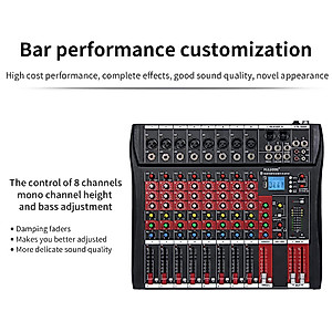 FULODE CT-80S Professional audio mixer 8 Channel with MP3 Player+Bluetooth U disk 48V Phantom Power Source USB recording