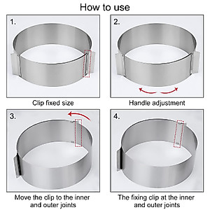 Stainless Steel Cake Mold Round Cake Ring Cookie Cutter, 6-12 Inches Adjustable Sheet Pan Extender for Baking Mold Pastry Tool Cake & Pastry Rings