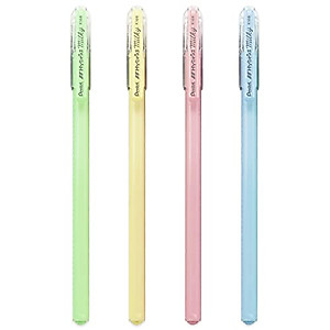Pentel Hybrid - Milky Gel Rollerball Pen - K108 - Blister Pack of 4 Pastel Pens - Green, Yellow, Pink and Blue