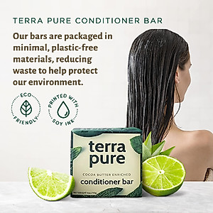 Terra Pure Conditioner Bar | Cocoa Butter Enriched by 1-Shoppe | Plastic Free, Soap Free, Vegan, Plant Based, Sustainable, Eco-Friendly, & Zero Waste