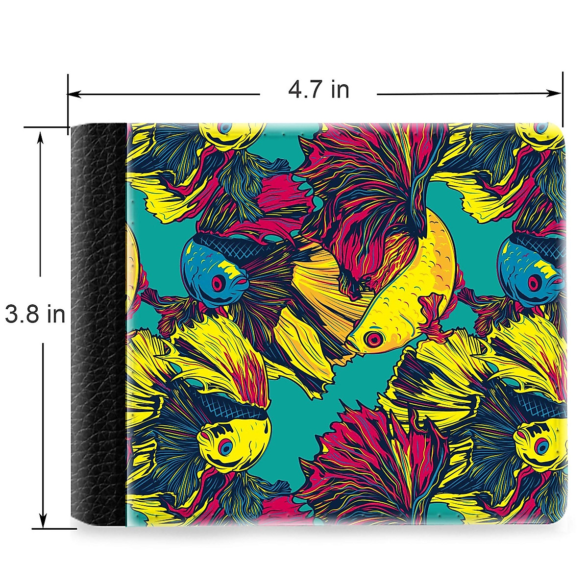 Ztion Unique Desige Pattern - Colorful Betta Fish Pattern, Slim Front Pocket Wallet Billfold RFID Blocking