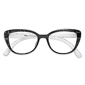 Foster Grant Disney x Women's Dreamer Cat-Eye Reading Glasses, Black and Crystal with Mickey Mouse Print, 48 mm + 1.75