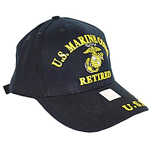 U.S. United States Marine Corps Retired Black Hat Cap USMC Marines 4-07-B