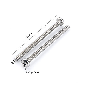 20-Pack M4 x 60mm Machine Screws, 304 Stainless Steel Phillips Head Bolts