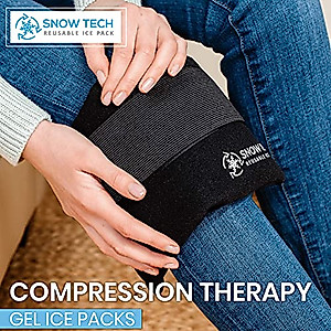 SnowTech Ice Packs for Injuries Reusable Gel (2 Pack w/Strap 10.5"x5.5") Flexible Hot & Cold Pack Compress Therapy for Injury, Swelling, Bruises, Surgery Hip, Shoulder, Elbow, Knee, Back, Arm, Neck