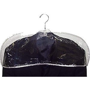 The Great American Hanger Company Clear Plastic Men's Shoulder Covers, Box of 10, 24 Inch Vinyl Protective Sleeves with Stitched Edges