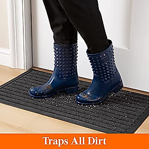 Lifewit Premium 2 Pack Indoor Mat Door Mat Heavy Duty Non Slip Rubber Backing Doormat Entrance Low-Profile Rug Trap Dirt for Front Door, Entry, Garage, Patio, High Traffic Areas, 29.5×16.5 in, Grey