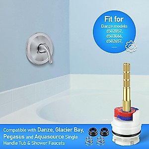 Dreyoo Round Stem Washerless Cartridge Compatible with Danze DA603567, Shower Cartridge Compatible with Glacier Bay and Pegasus Single Handle Tub/Shower Faucets with Temperature Limit Stops