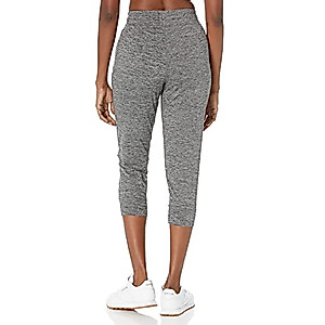Amazon Essentials Women's Brushed Tech Stretch Crop Jogger Pant (Available in Plus Size), Dark Grey Space Dye, Medium
