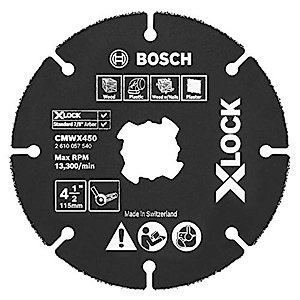 BOSCH CMWX450 4-1/2 In. X-LOCK Carbide Multi-Wheel Compatible with 7/8 In. Arbor for Applications in Cutting Wood, Wood with Nails, Plastic, Plaster