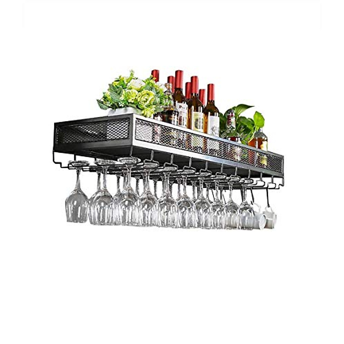 Creative Simplicity Creative Simplicity Wine Stand with Metal Stand, Vintage | Freestanding Creative Simplicity Wine Bottle Holder | Hanging Creative Simplicity Wine Glass Holder | Creative Simplicit