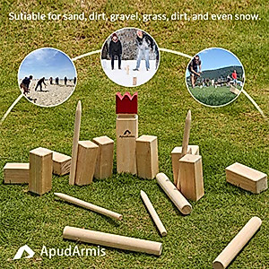 ApudArmis Kubb , Viking Chess Outdoor Clash Toss Yard Game with Carrying Case - Rubber Wooden Backyard Lawn Games Set for Teenagers Adults Family