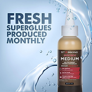 Starbond 2 oz. "Light Brown" Medium CA Glue (Premium Cyanoacrylate Super Glue) Crack Filler 150 CPS Viscosity for Woodworking, Woodturning, Carpentry, Guitar