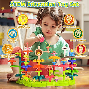 Kreadns Toys for Toddler Girls 2 3 4 Year Old, Flower Garden Building Toys Set, Gardening Pretend Toy, Creativity Stacking Block Games for Age 3+ yr Kids