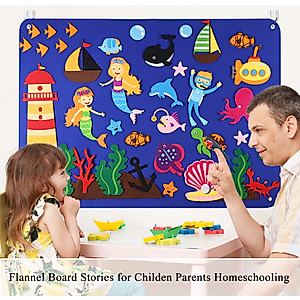 Craftstory 41 Pcs Ocean Animals Felt Board for Toddlers 3.5 Ft Under The Sea Flannel Stories Marine Figures Shark Octopus Mermaid Crafts Teaching Aid Wall Activity Interactive Play Kits