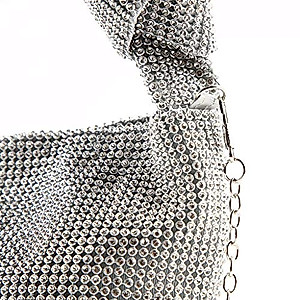 Harlotte Shiny Rhinestone Women Tote Handbag Shoulder Bag Fashion Handle Satchel Purse - Gold