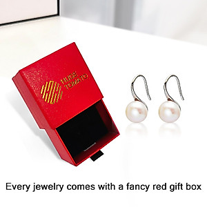 HUGE TOMATO AAA Freshwater Pearl Drop Earrings 8-9mm Sterling Silver and 14k Gold Real Pearl Earrings