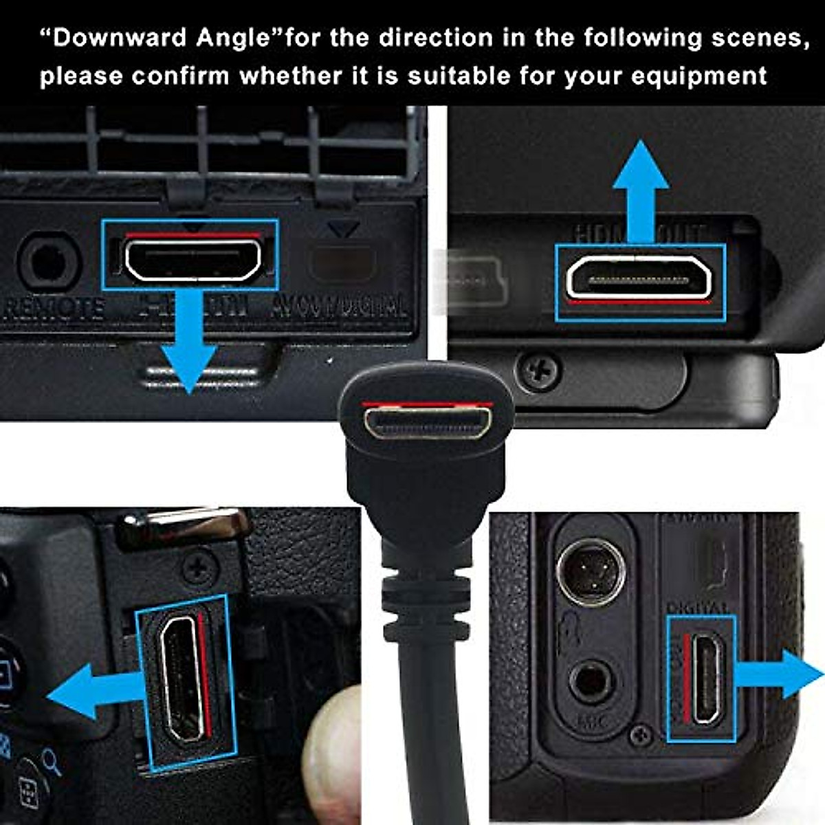 Tivid 15CM Mini hdmi 90 Degree Adapter Mini hdmi Right Angle Male to HDMI Female Cable Adapter Connector Support 1080P Full HD, 3D (0.15m, Downward Angle).