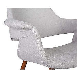 Armen Living Phoebe Mid-Century Modern Fabric Upholstered Dining Chair for Kitchen Table Office Desk Vanity, 24D x 25W x 33H Inch, Gray