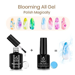 Beetles Nail Blooming Gel 15ml Clear Uv Led Blossom Gel Polish for Spreading Effect Marble Natural Stone Watercolor Floral Print Soak off Nail Gel Diy Nail Art Design Manicure