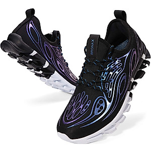 BRONAX Mens Walking Shoes Blade Designer for Males Black Size 12 Flat Cycling Running Athletic Sports Fitness Cushion Indoor Tennis Snickers Sneakers for Males