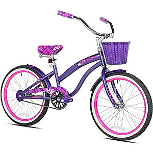 Kent International 20" Kent Tiki Bay Kid's Cruiser Bike | 20 Inch Beach Cruiser Bike w/ Front & Rear Fenders | Hi-Tensile Steel Fork with Front Basket