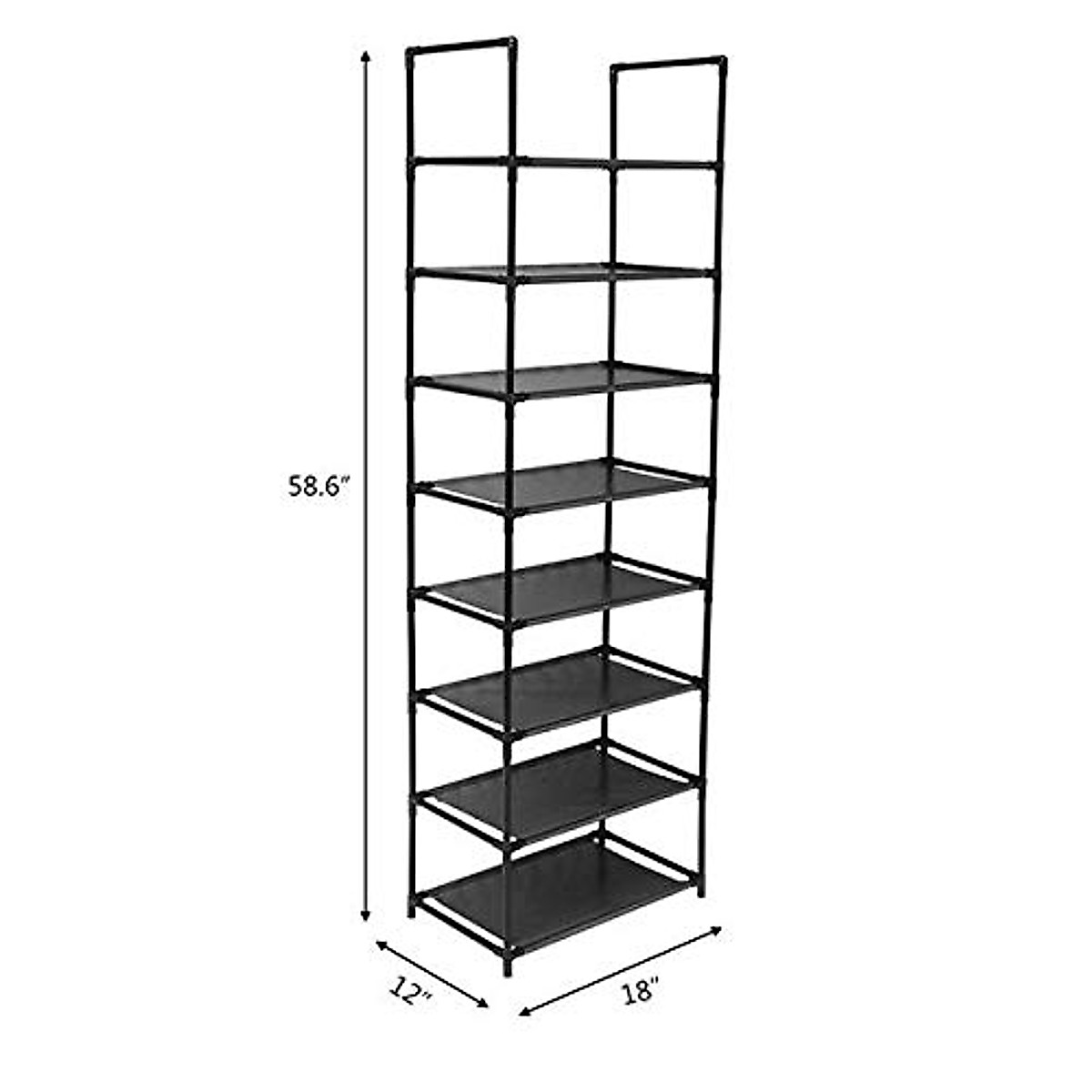 8 Tiers Large Metal Shoe Rack,Durable Organizer Shelf Tall Shoe Rack for Closet 16-20 Pairs Shoes,Stackable Shoe Cabinet Shoe Rack,Black
