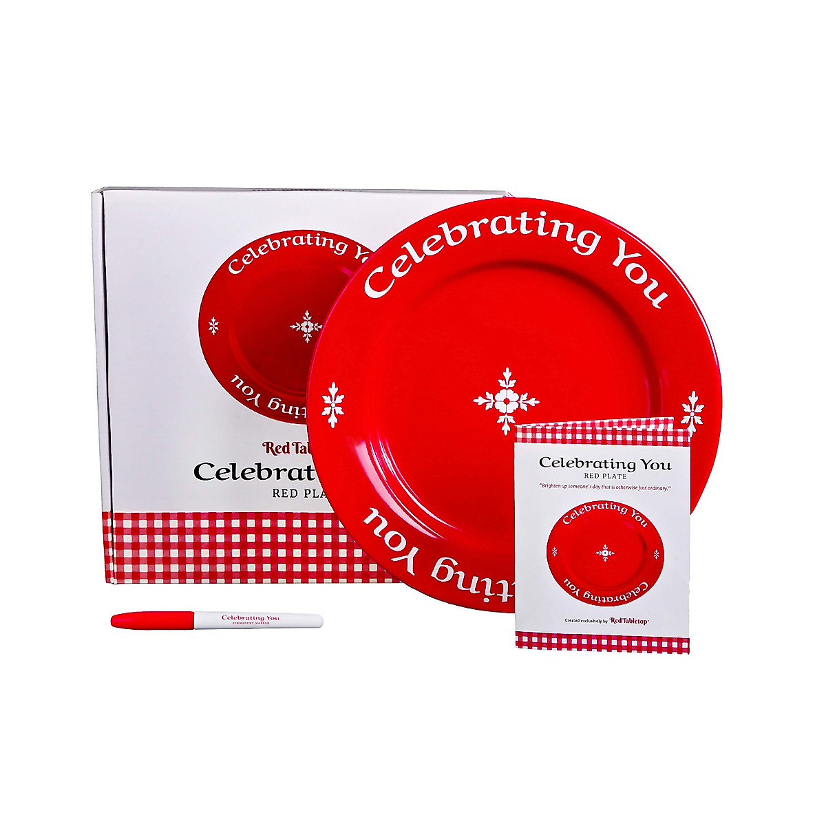 Celebrating You Red Plate in custom Gift Box. Birthday Plate, Mother’s Day, Wedding, Anniversary, Holiday Gift, Red Dinner Plate, Quality Personalized Special Red Plate Microwave & Dishwasher Safe