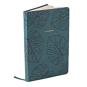 Eccolo Medium Lined Journal Notebook, Flexible Cover, A5 Writing Journal, 256 Ruled Ivory Pages, Ribbon Bookmark, Lay Flat, Notebook for Work or School, Palms (Green, 5.75-x-8.25 inches)