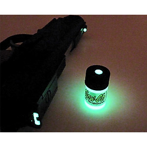 Glow-On Original, Original White Day Color and Green Glow. Gun Night Sights Paint, Small 2.3 ml vial. Concentrated Bright, Long Lasting Glow.